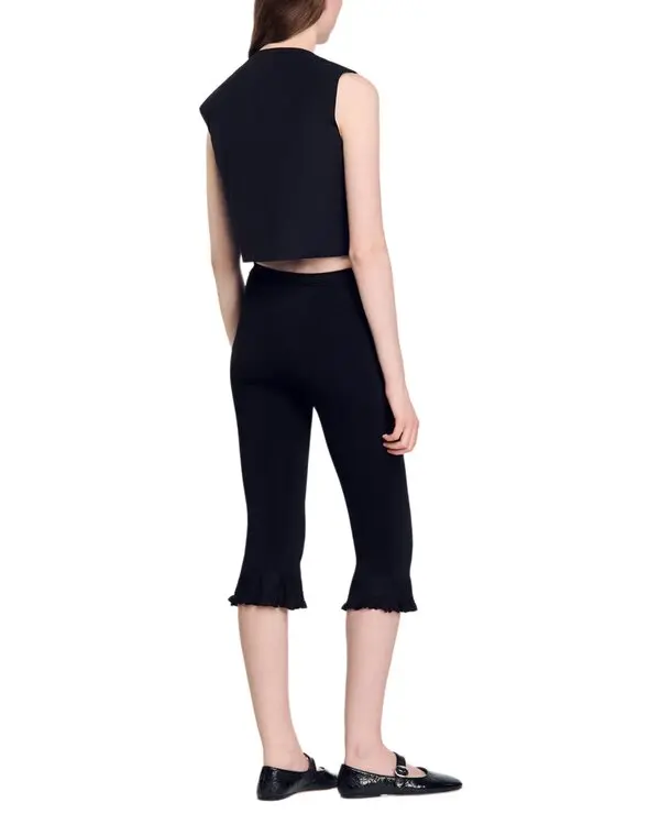 Sandro Pleated Cropped Top - Black