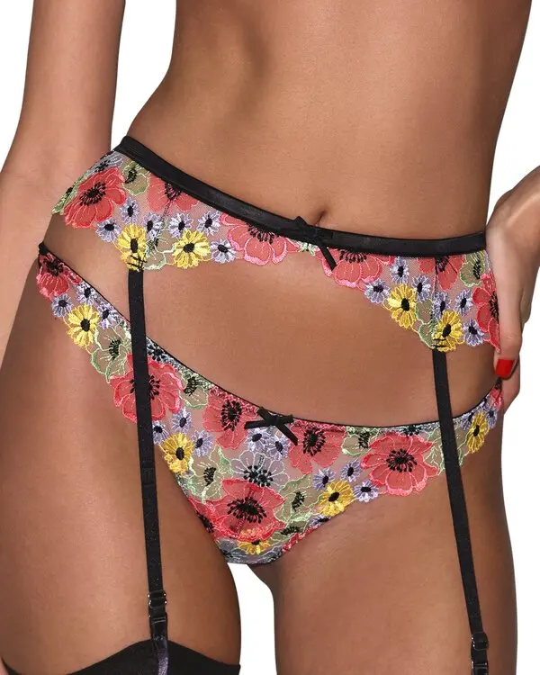 FLEUR DU MAL Azalea Embroidered Garter Belt