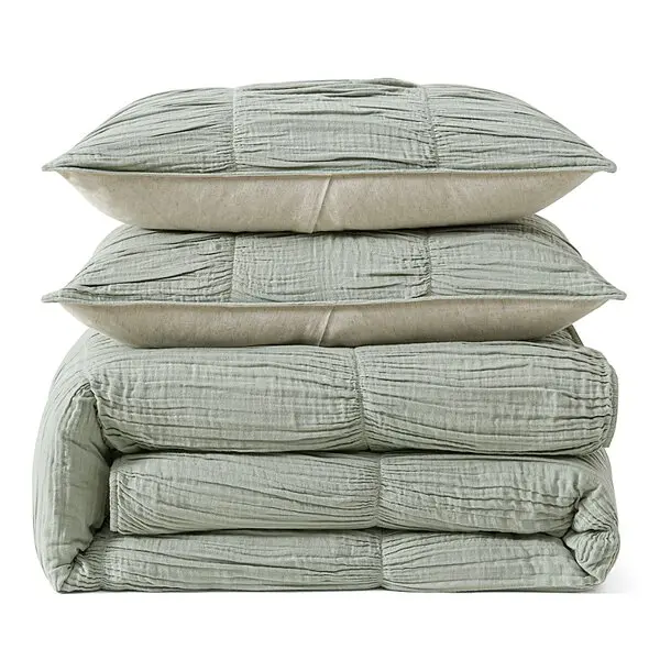 Dkny Pure Ruched Gauze Duvet Cover Set, King - Green