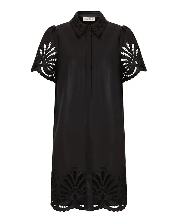PHASE EIGHT Cutwork Faux Leather Shirt Dress