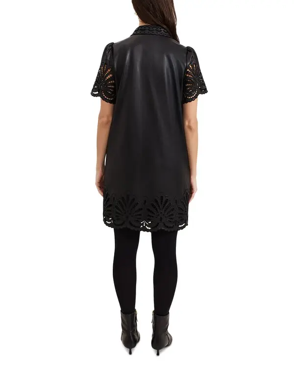PHASE EIGHT Cutwork Faux Leather Shirt Dress