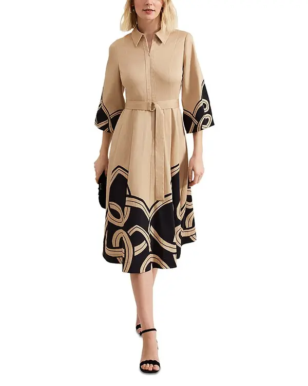 PHASE EIGHT Breena Border Print Midi Dress