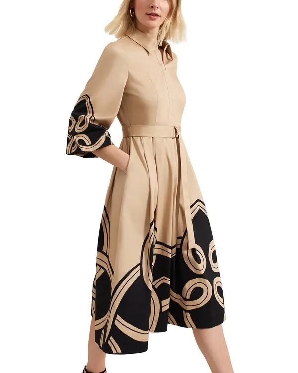 PHASE EIGHT Breena Border Print Midi Dress
