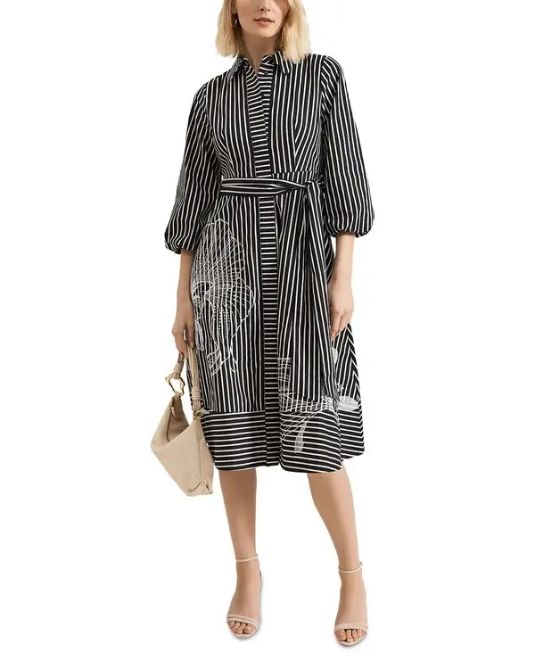 PHASE EIGHT Striped Cotton Blend Dress