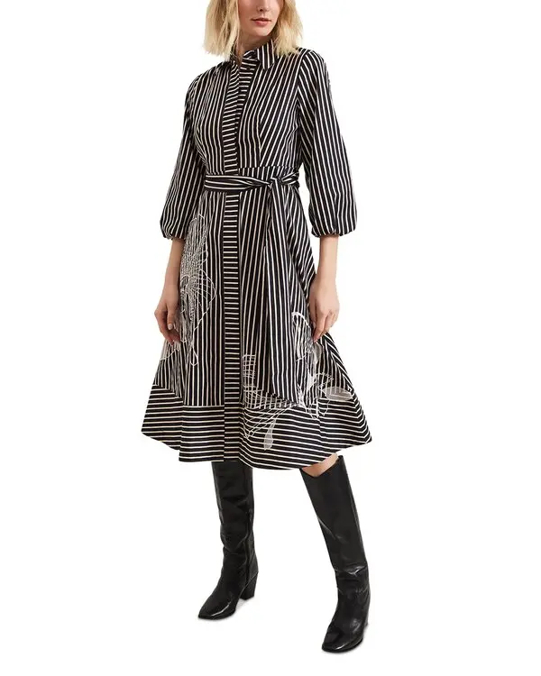 PHASE EIGHT Striped Cotton Blend Dress