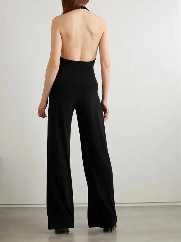 Norma Kamali Gathered Stretch-jersey Halterneck Jumpsuit