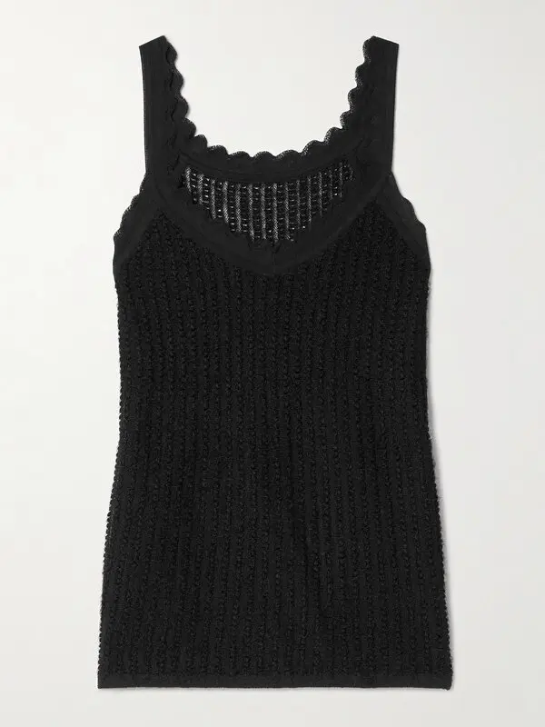 Khaite Ennio Scalloped Pointelle-knit Tank - Black