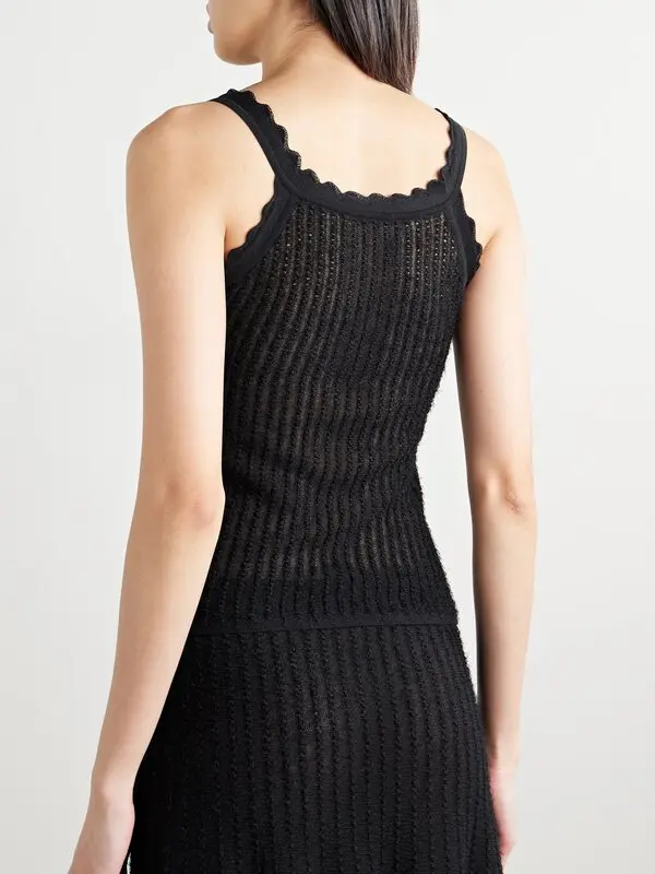 Khaite Ennio Scalloped Pointelle-knit Tank - Black