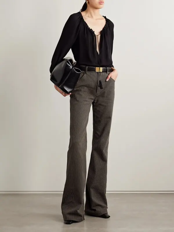 NILI LOTAN Roe Striped Flared Pants