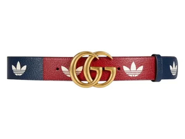 Gucci X Adidas Double G Trefoil Belt - Navy Blue Red