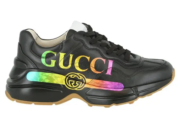 Gucci Rhyton Rainbow Logo Sneakers - Black