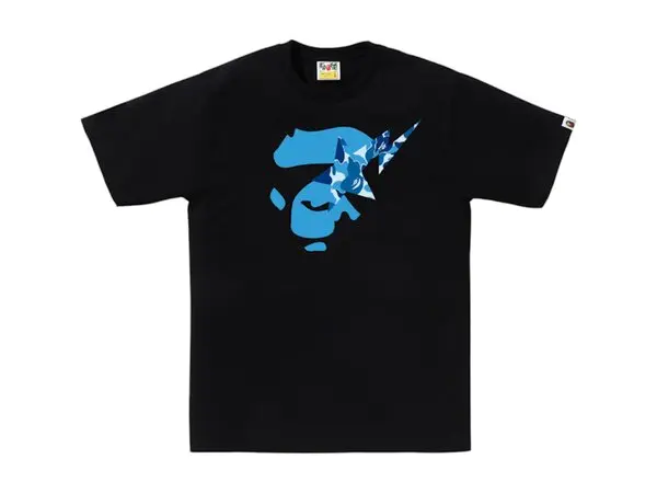 A BATHING APE Abc Camo Ape Face Sta Tee Shirt - Black/blue