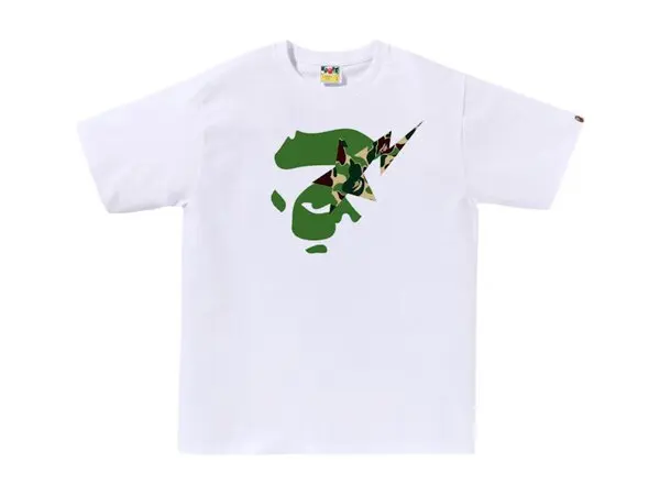 A BATHING APE Abc Camo Ape Face Sta Tee Shirt - White/green