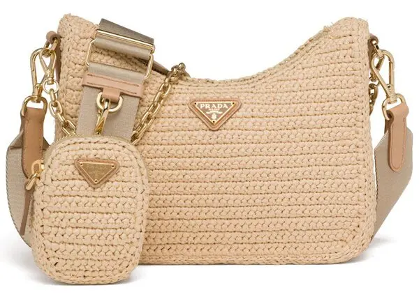 Prada Re-edition 2005 Raffia Bag - Tan