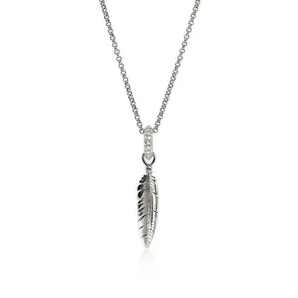 John Hardy Feather Talisman Diamond Necklace - Sterling Silver