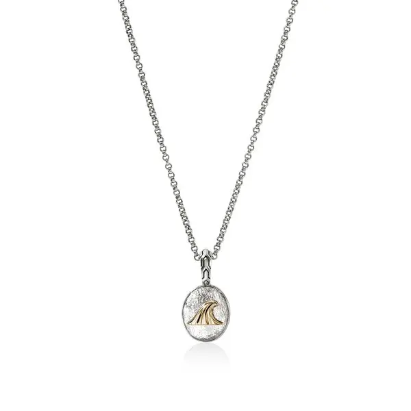 John Hardy Wave Talisman Necklace In Gold And - Sterling Silver
