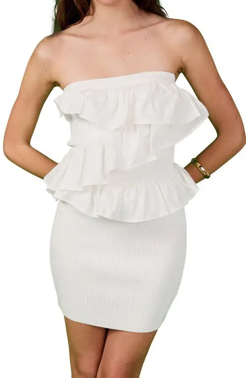Endless Rose Ruffle Strapless Rib Mini Dress
