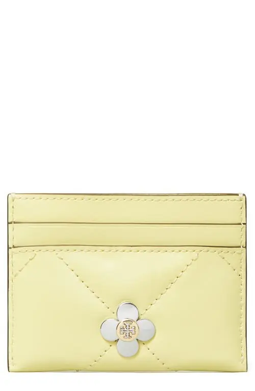 Tory Burch Kira Clover Diamond Quilted Leather Card Case - Frozen Zest
