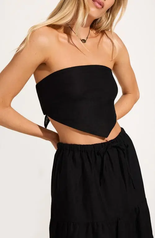 Vitamin A® Joni Scarf Strapless Linen Crop Top - Original Black