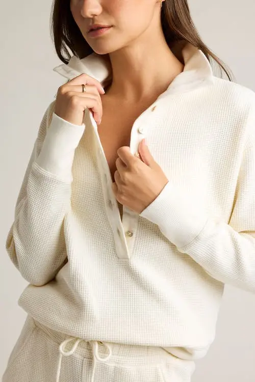 NEGATIVE UNDERWEAR Waffle Knit Pullover - Cream