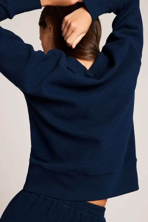 NEGATIVE UNDERWEAR Waffle Knit Pullover - Navy