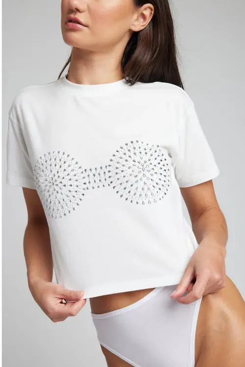 NEGATIVE UNDERWEAR Uniform Baby Tee - White: Bling Edition