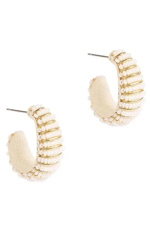 Deepa Gurnani Davon Beaded Hoop Earrings - Ivory