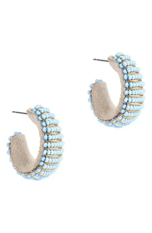 Deepa Gurnani Davon Beaded Hoop Earrings - Powder Blue