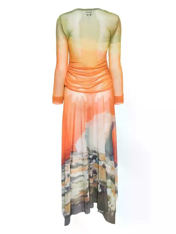monse orange dress Monse Floral Print Long Dress - Orange Dresses, Clothing - MONSE33634