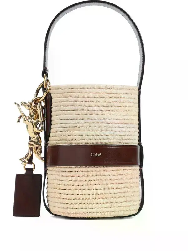 Chloé Logo Raffia Shoulder Bag