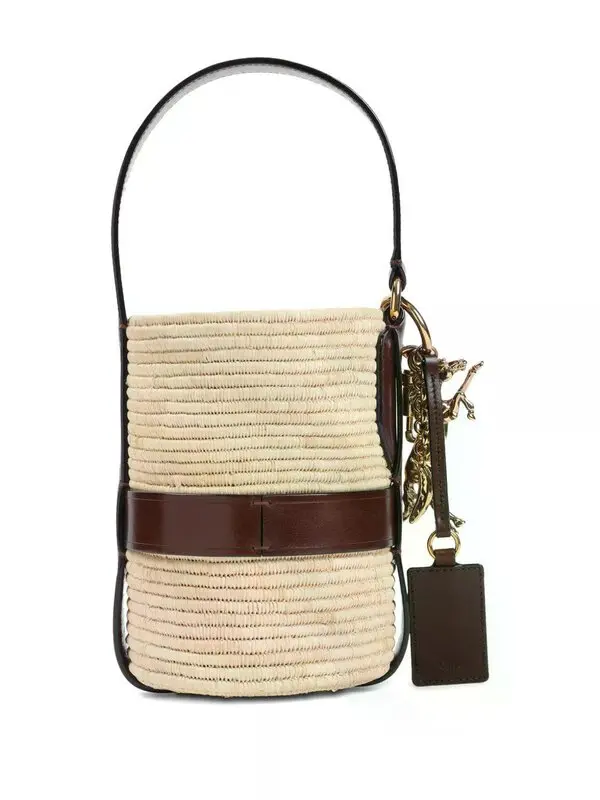 Chloé Logo Raffia Shoulder Bag