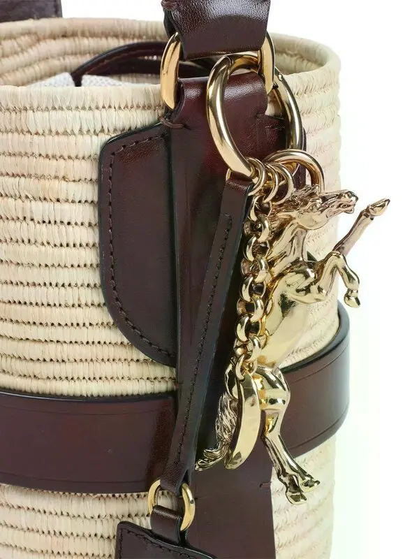 Chloé Logo Raffia Shoulder Bag
