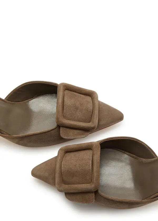 Manolo Blahnik Maysli 70 Suede Slingback Pumps - Brown