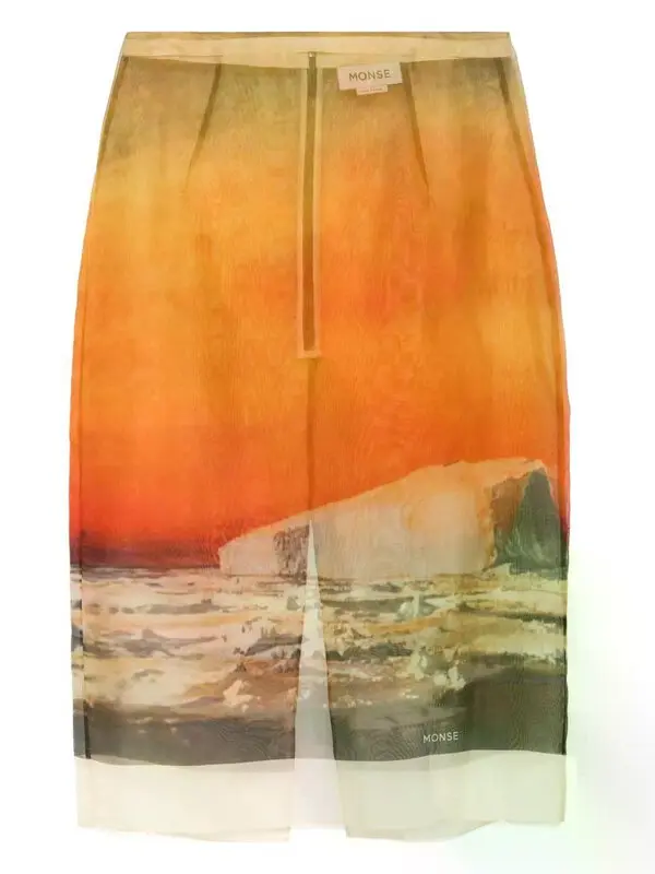 Monse All-over Graphic Print Skirt - Orange