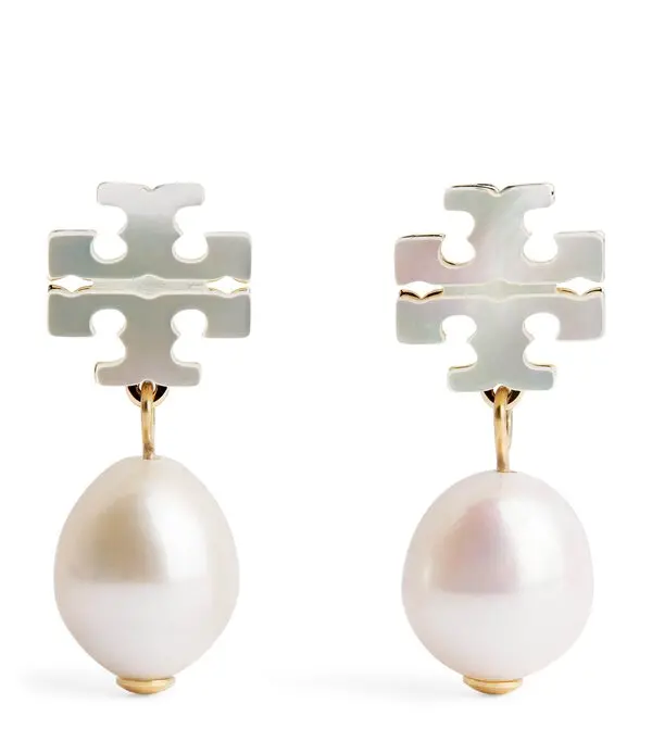 Tory Burch Mother-of-pearl Kira Drop Earrings - Gold
