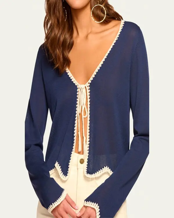 Ramy Brook Tara Crochet-trim Cardigan