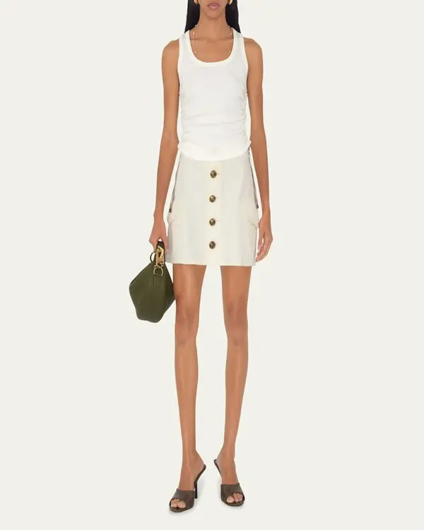 Burberry Ruched Check Drawstring Tank Top - Chalk