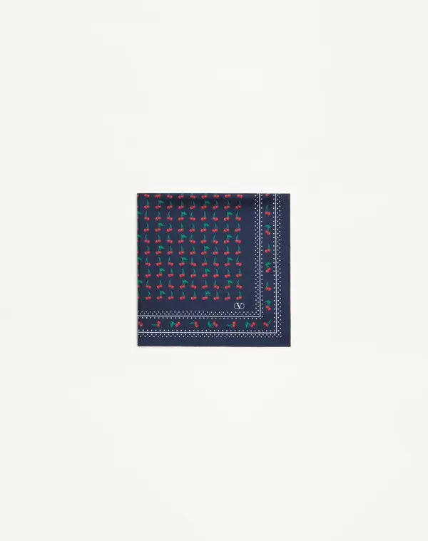Valentino Garavani Cherryfic Silk Scarf - Blue/red