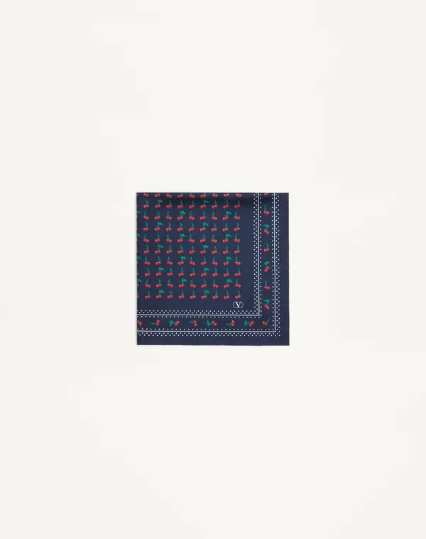 Valentino Garavani Cherryfic Silk Scarf - Blue/red