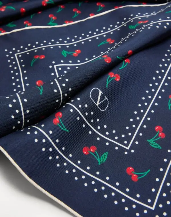 Valentino Garavani Cherryfic Silk Scarf - Blue/red