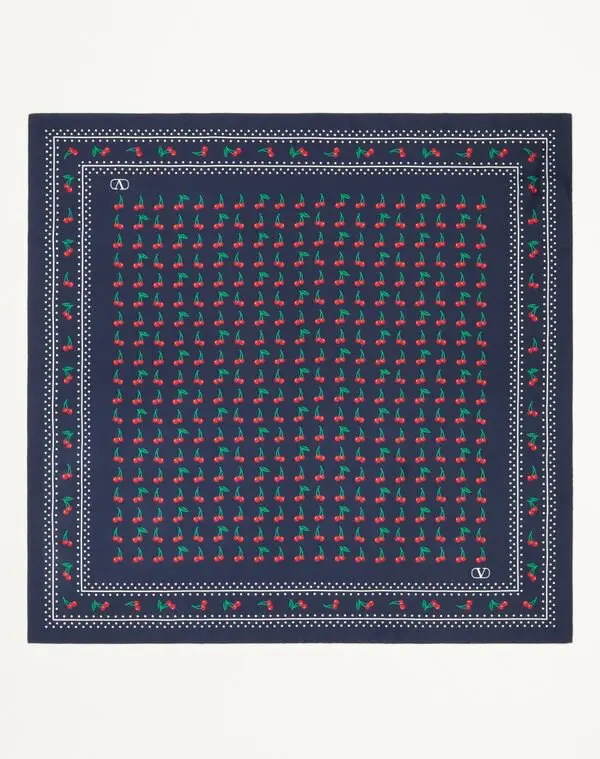 Valentino Garavani Cherryfic Silk Scarf - Blue/red