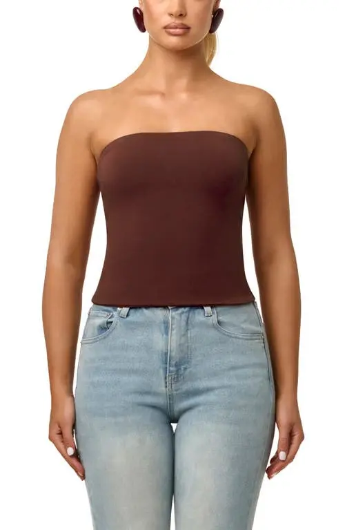 Naked Wardrobe Smooth Crop Tube Top - Chocolate