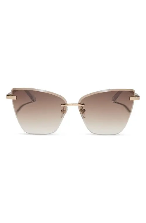 DIFF Becky V 63mm Oversized Cat Eye Sunglasses - Gold / Brown Gradient
