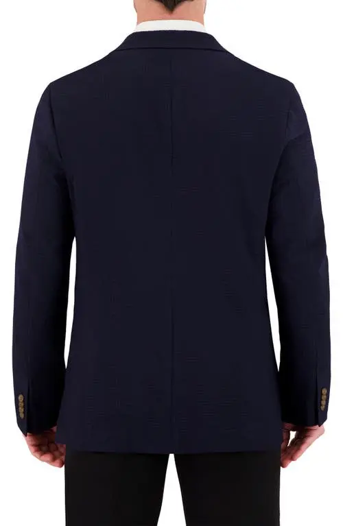 VICTOR EMMANUEL Textured Stretch Seersucker Sport Coat - Navy