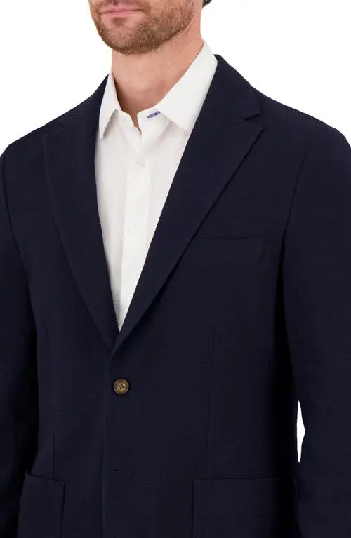 VICTOR EMMANUEL Textured Stretch Seersucker Sport Coat - Navy