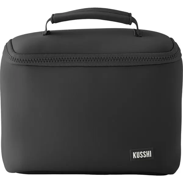 KUSSHI Neoprene Train Case - Black/pink