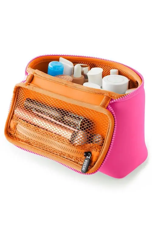 KUSSHI Neoprene Train Case - French Pink/sherbert