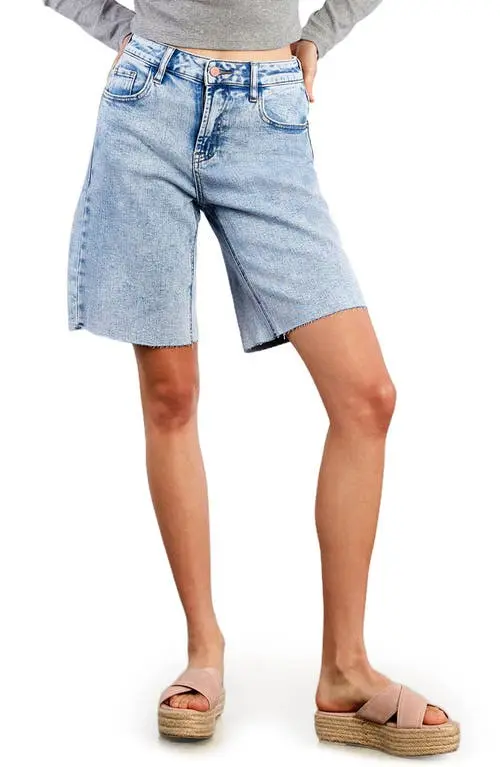 HINT OF BLU Cool Summer Denim Shorts - Blue Feather