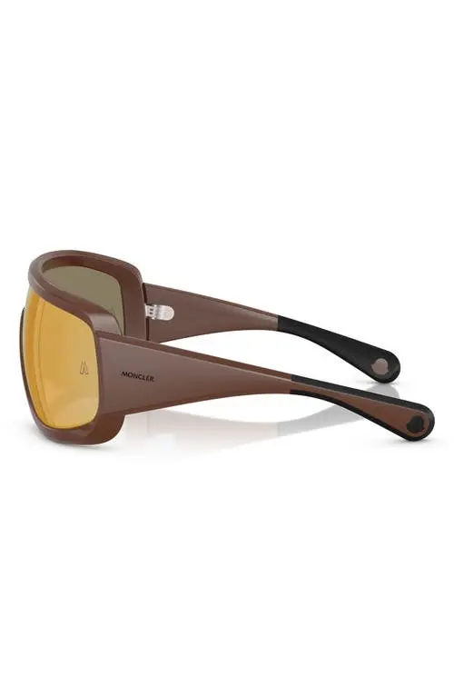 Moncler 142mm Rectangular Shield Sunglasses - Matte Brown