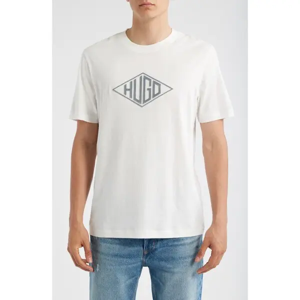 Hugo Dalendi Logo Embroidered T-shirt - Natural